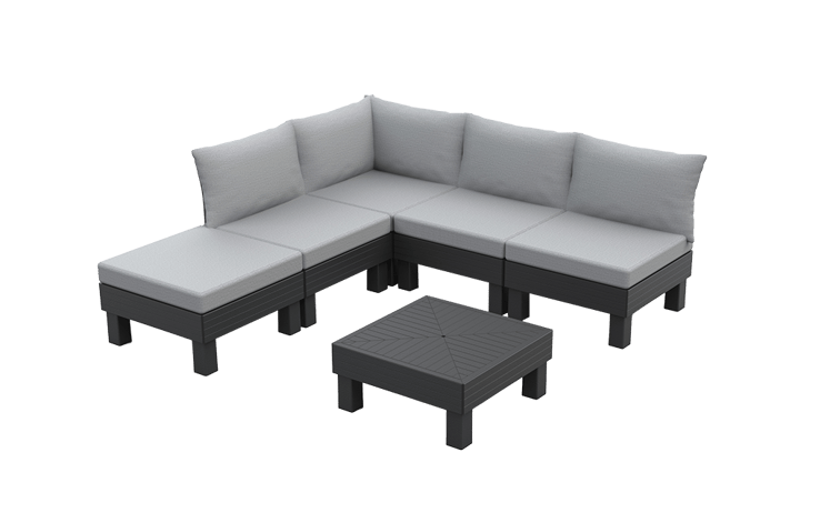 Elements 5 Seater Corner Modular Lounge Set - Graphite