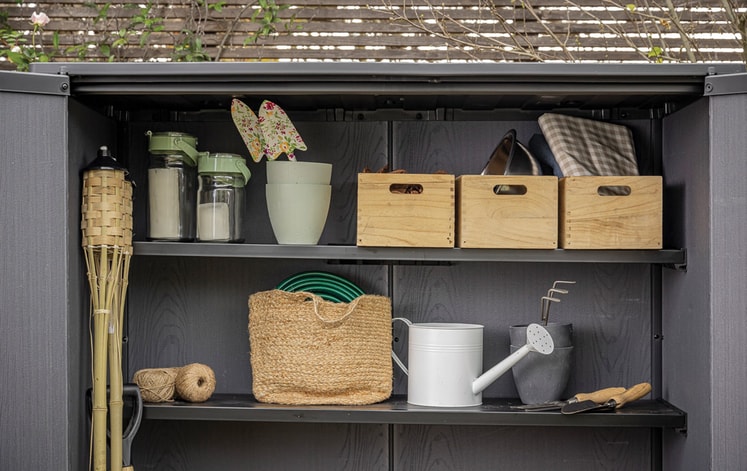 Keter Signature High Store Storage Cabinet - Ashwood Brown - Keter UK