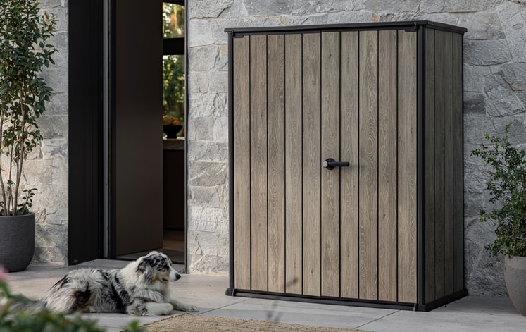 Keter Signature High Store Storage Cabinet - Ashwood Brown - Keter UK