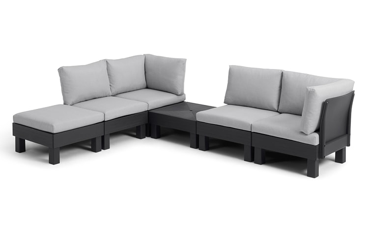 Elements 5 Seater Corner Modular Lounge Set - Graphite