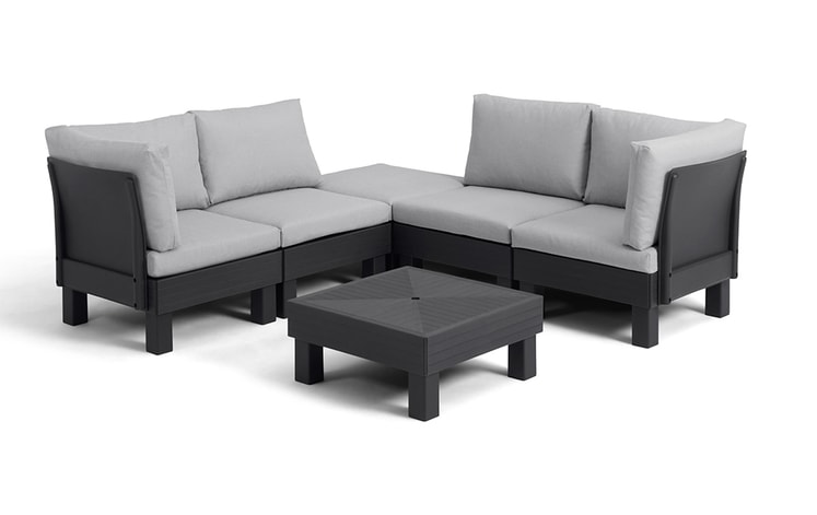 Elements 5 Seater Corner Modular Lounge Set - Graphite